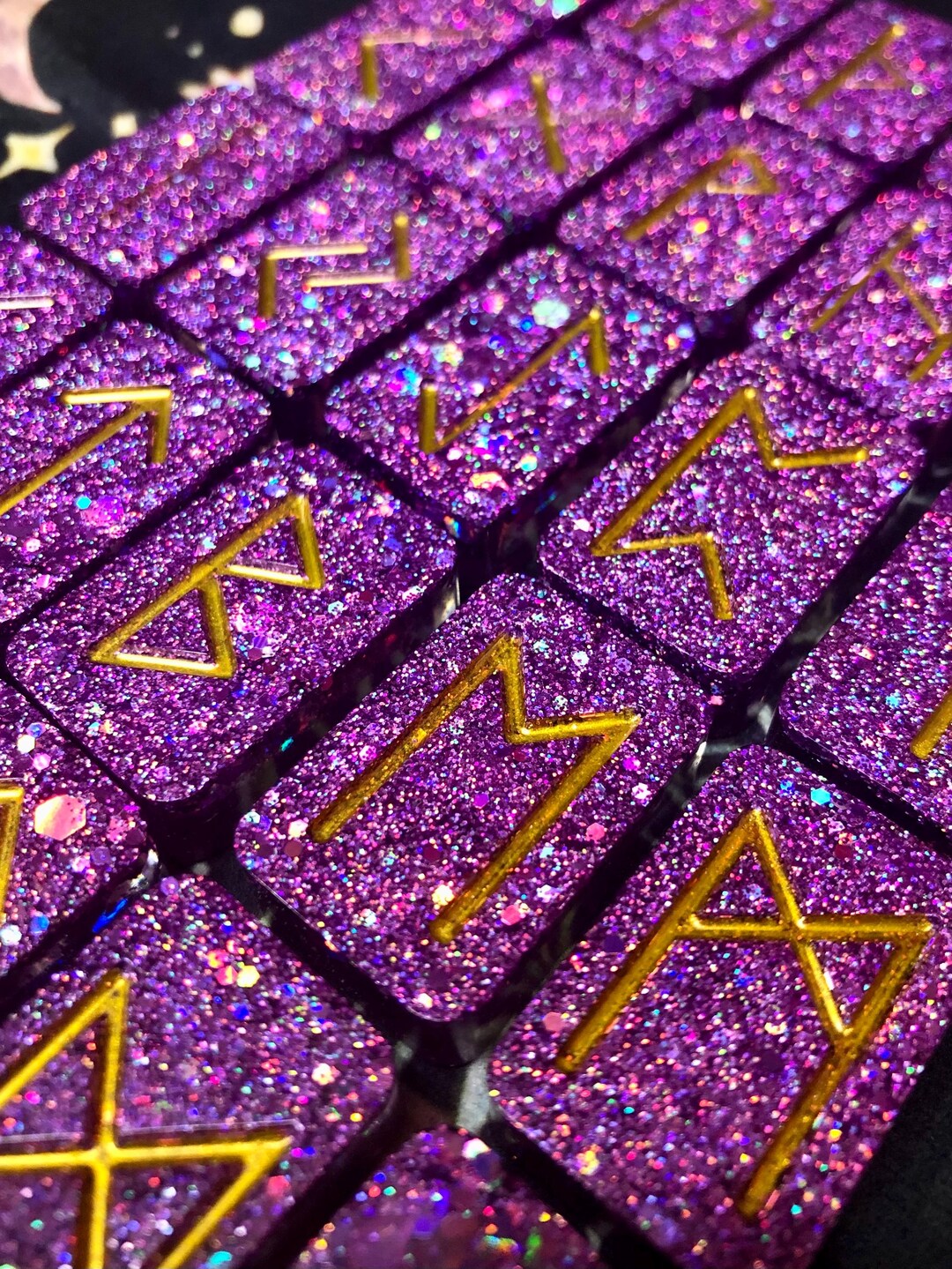 Handmade Viking Futhark Runes in Resin and Pink-purple Glitter ...