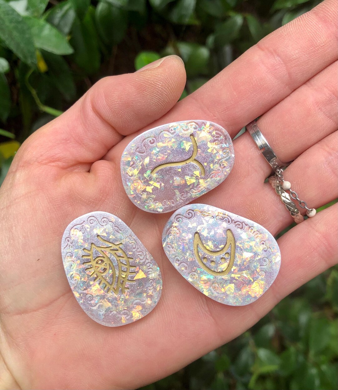 Glitter Resin Witch Runes – Handmade Spiritual Wicca Set – Esoteric ...