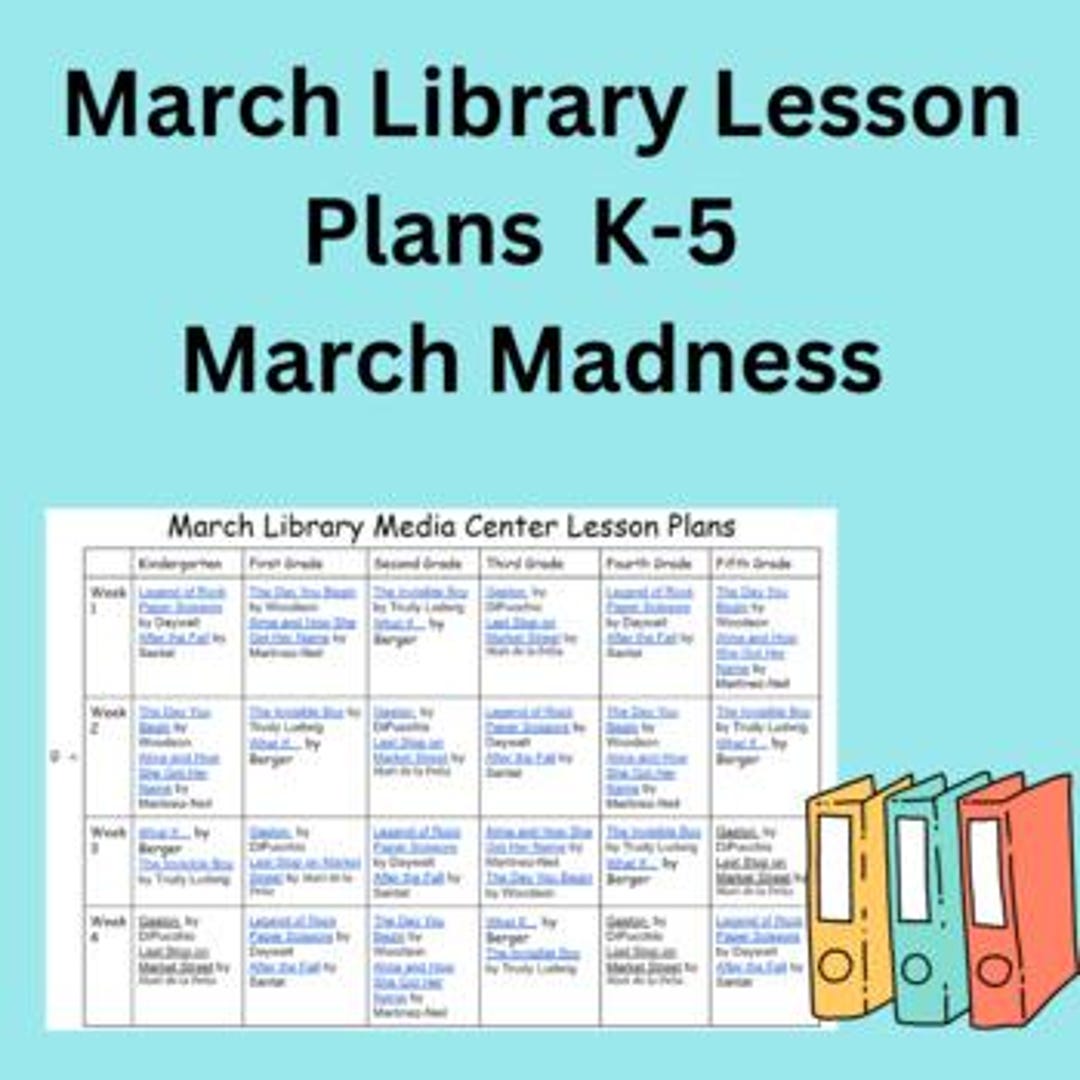 Month March Madness School Library of Lesson Plans K-5 Media Specialist ...