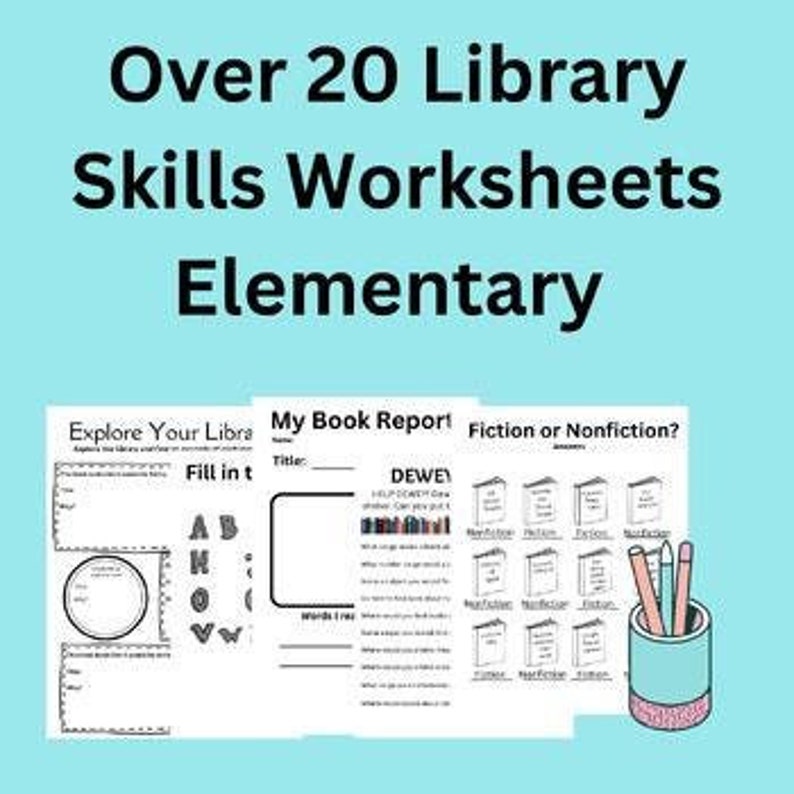 20 Library Skills No Prep Worksheets Printables for Elementary - Etsy