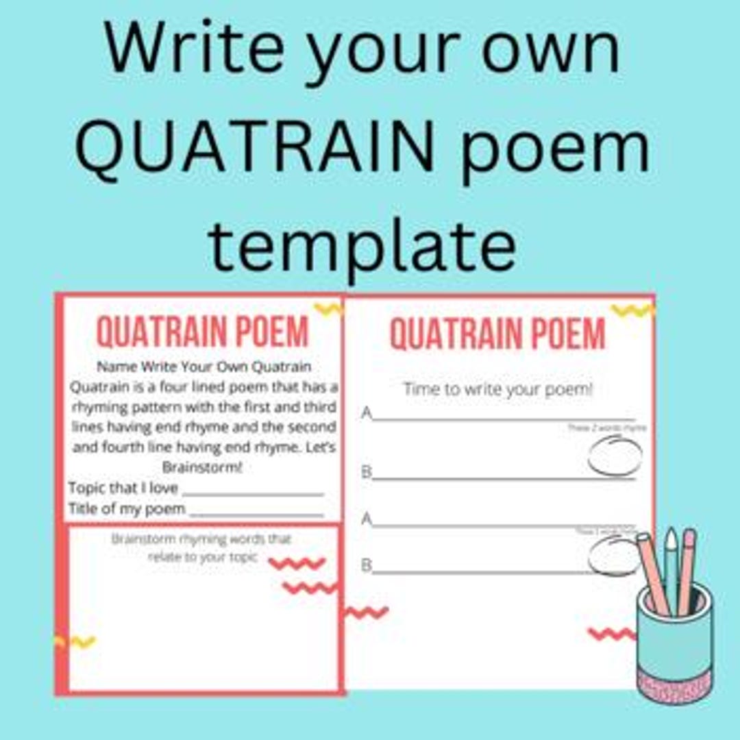 Write Your Own Quatrain Poem Poetry Template Printable - Etsy