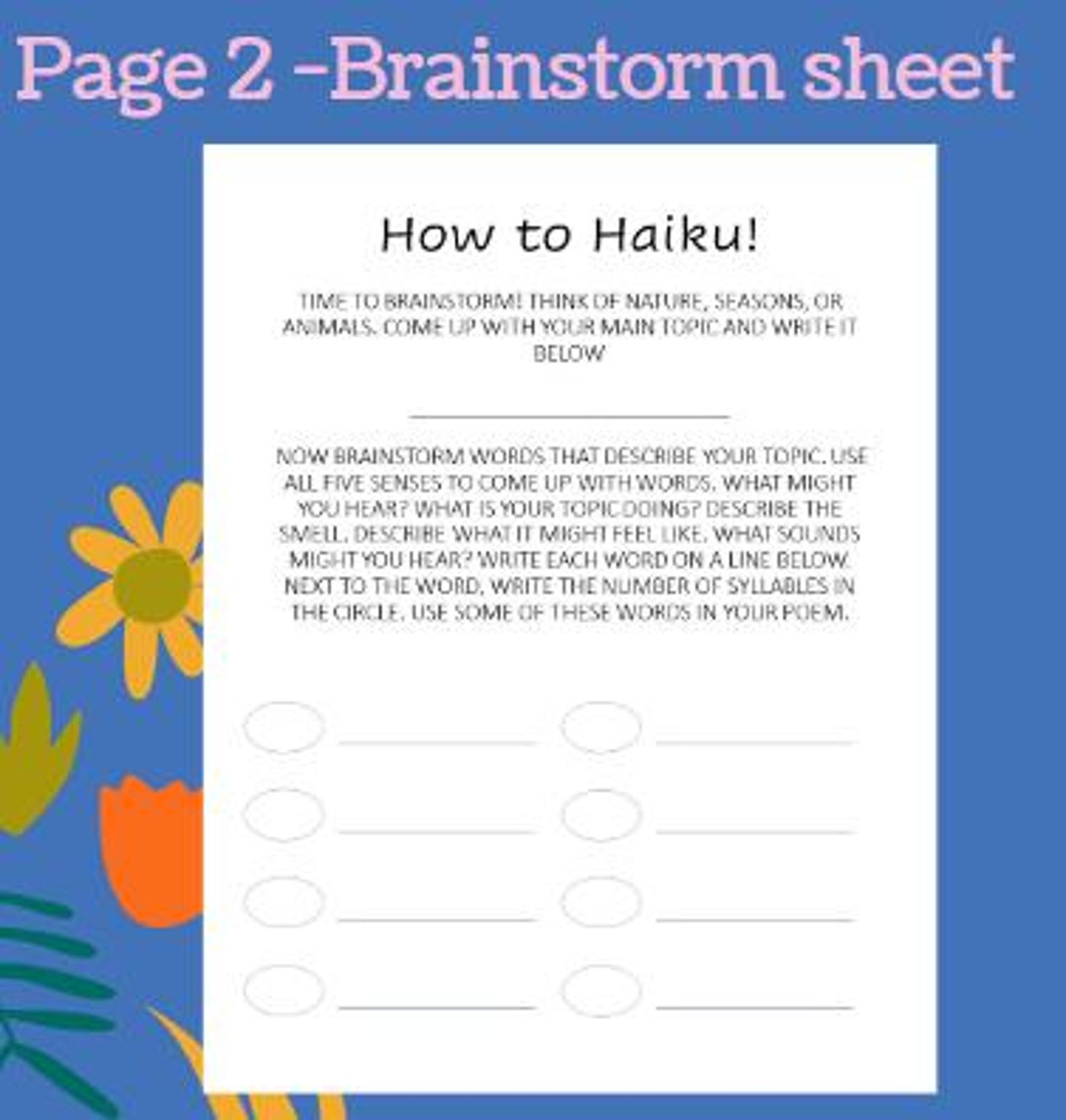 Write Your Own Haiku Poem Printable Template - Etsy
