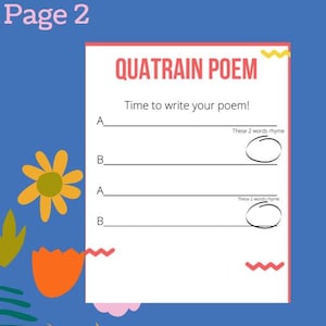 Write Your Own Quatrain Poem Poetry Template Printable - Etsy