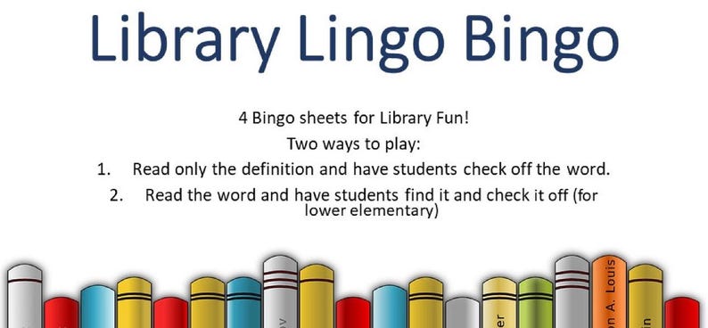 Library Lingo Bingo Printable Activity - Etsy