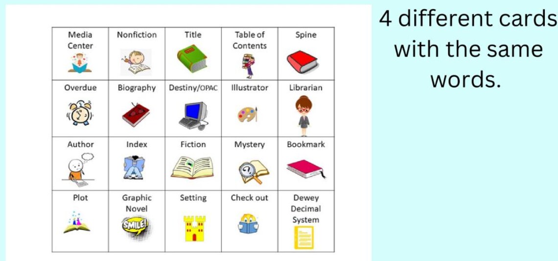 Library Lingo Bingo Printable Activity - Etsy