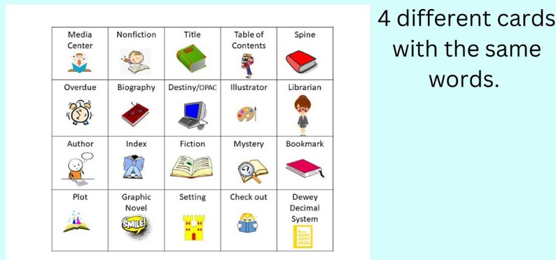 Library Lingo Bingo Printable Activity - Etsy