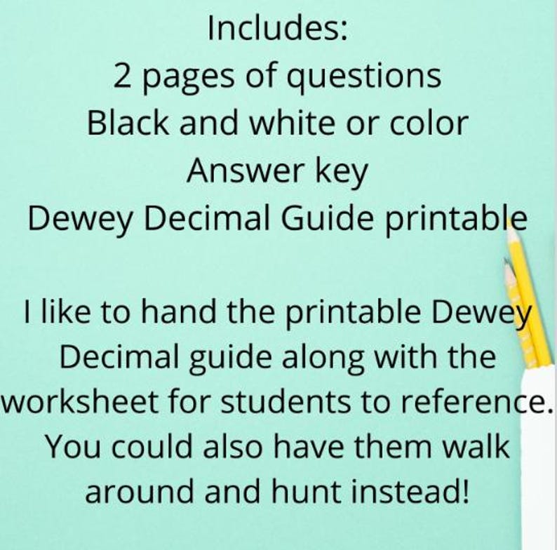 Dewey Decimal Hunt and Guide Activity Lesson - Etsy