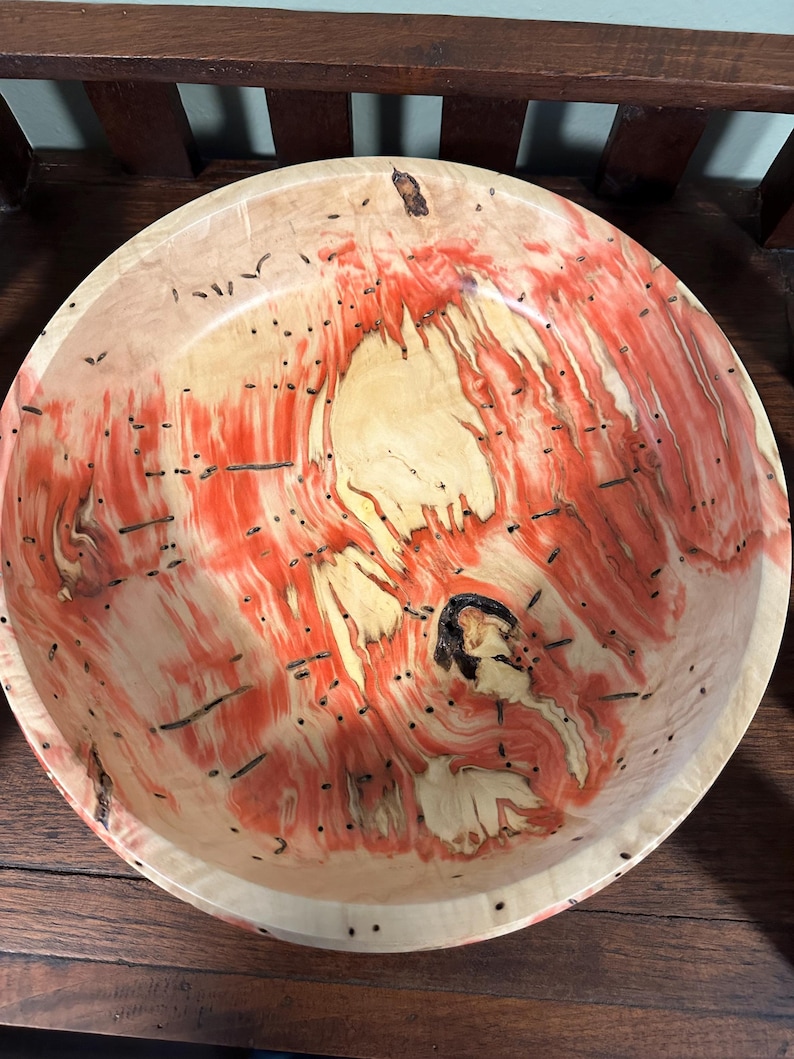 Large Flame Boxelder Hand Turned Bowl - Etsy