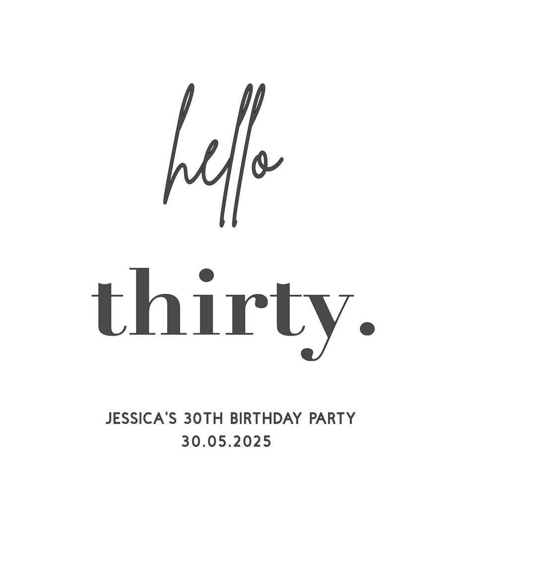 Personalised Birthday Sign, Hello Thirty Custom Birthday Sign Decal ...