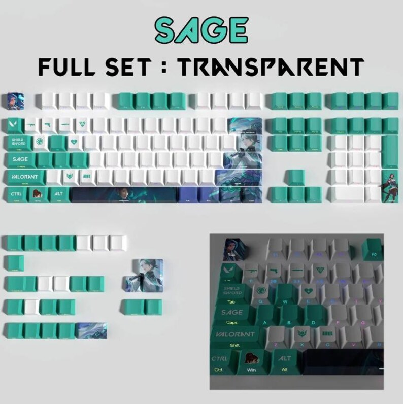 Keycaps Valorant Sage / Variations : 14 Keys, 29 Keys, Full Set ...