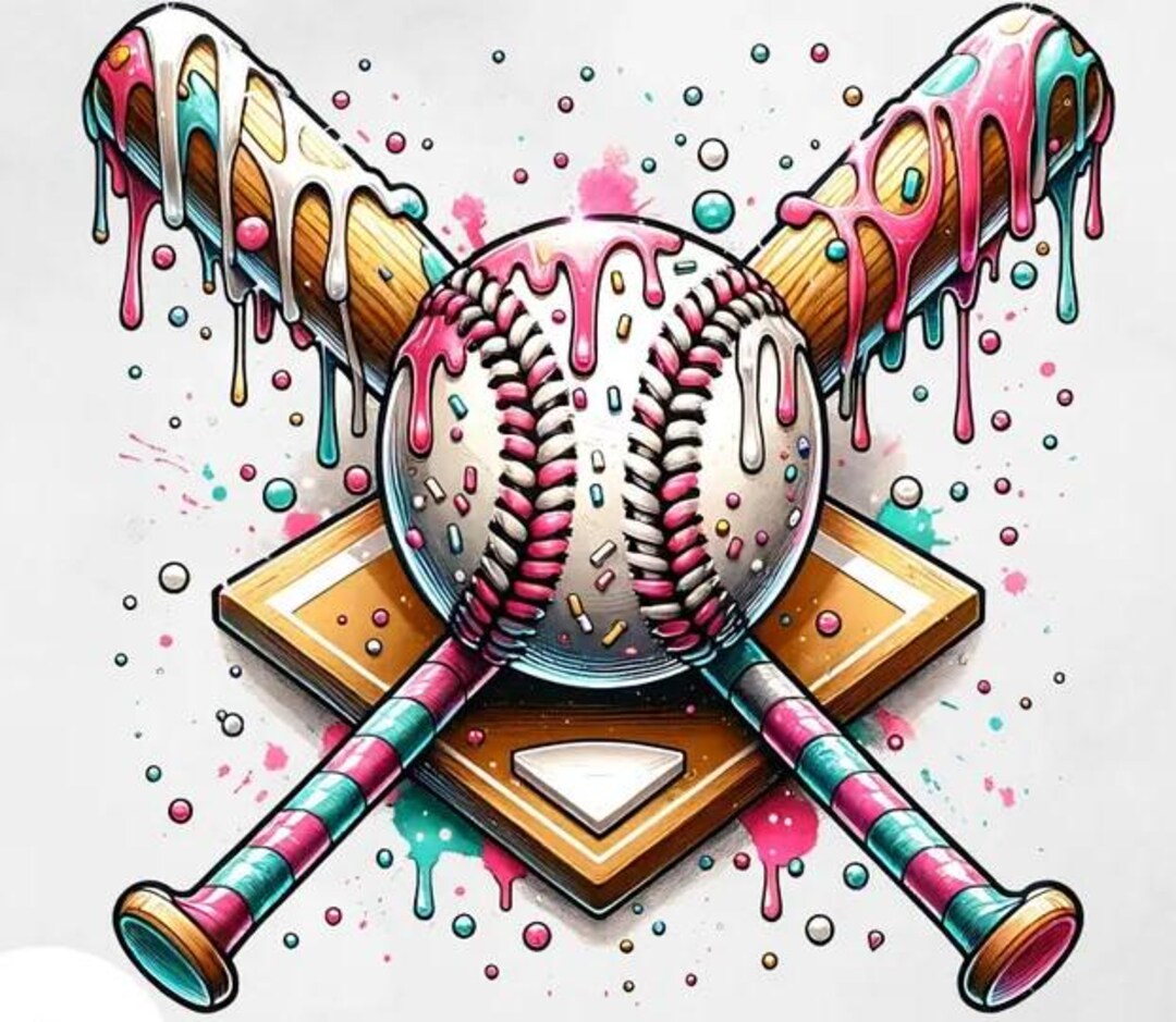 Baseball Bats and Ball Ice Cream Drip - Etsy
