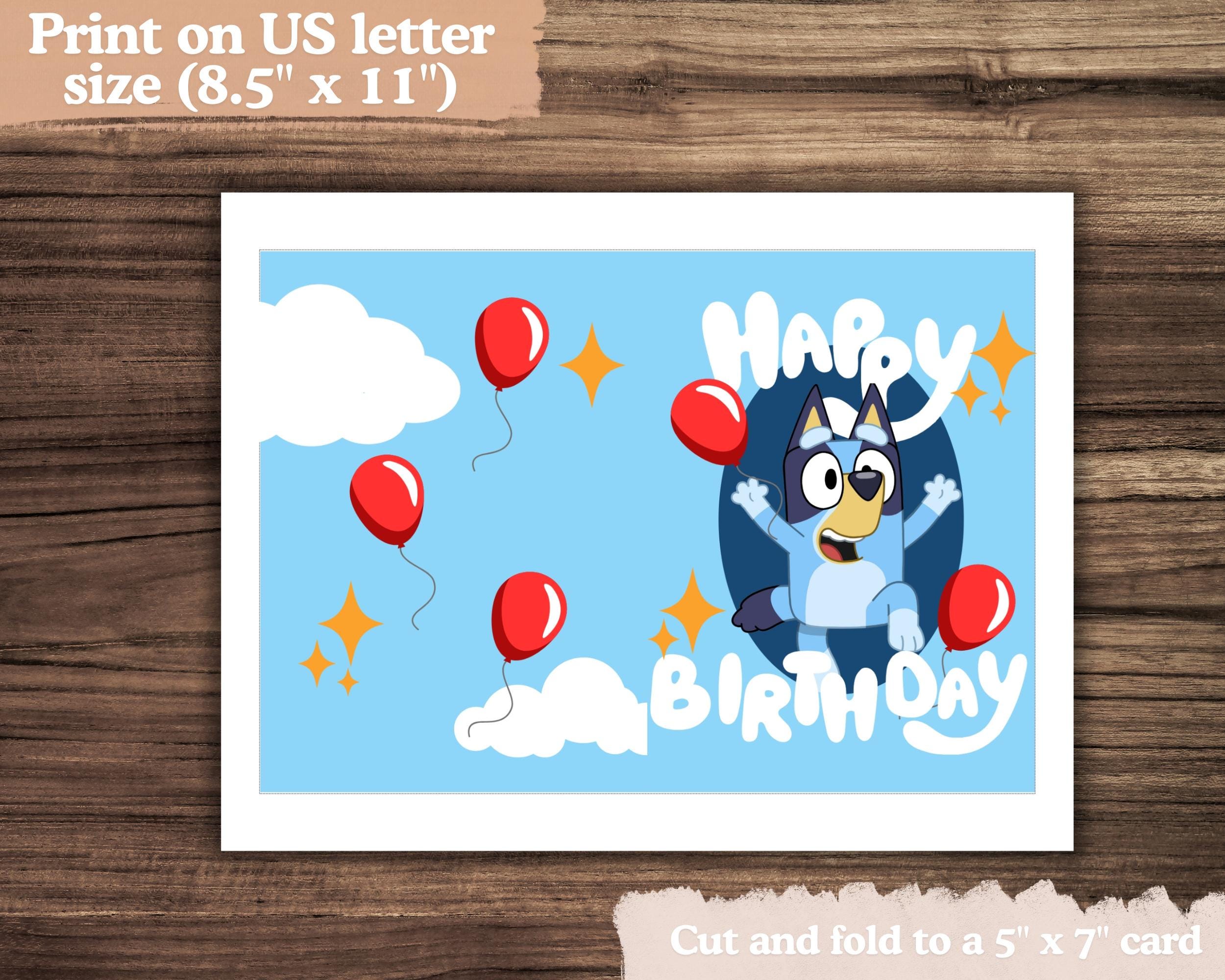 Bluey-inspired Birthday Card 5x7 Digital Download Printable Kids ...
