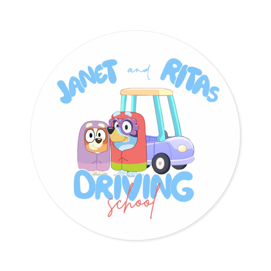 Bluey Inspired Janet and Rita Driving School Sticker - Indoor/outdoor ...