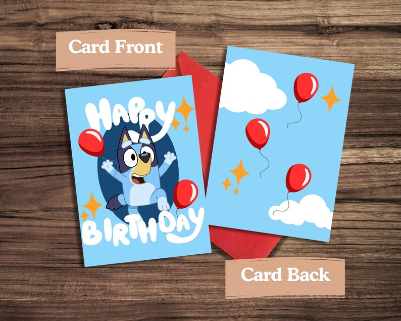 Bluey-inspired Birthday Card 5x7 Digital Download Printable Kids ...