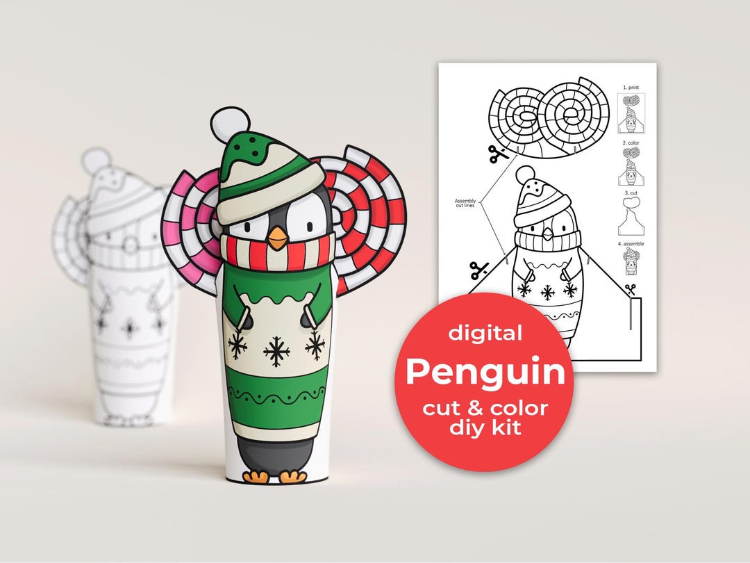 Printable Christmas Paper Craft: Penguin Sweater DIY Activity (digital ...