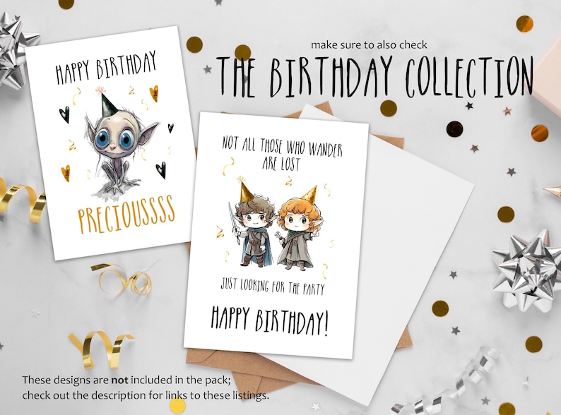 Lord of the Rings Printable Cards, LOTR Anniversary Card Set, Birthday ...