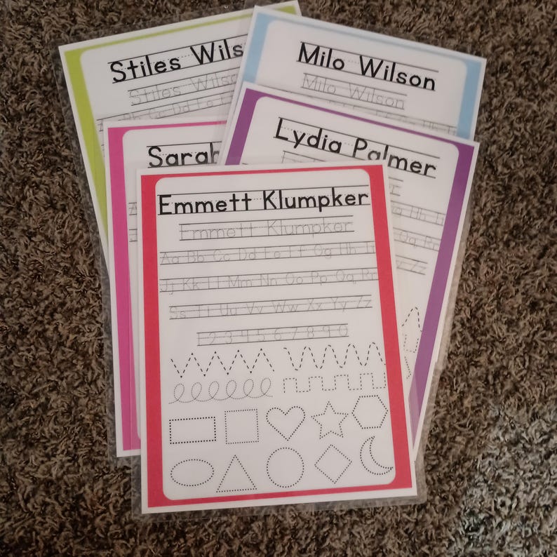 Tracing Practice Sheet- Customizable - Etsy