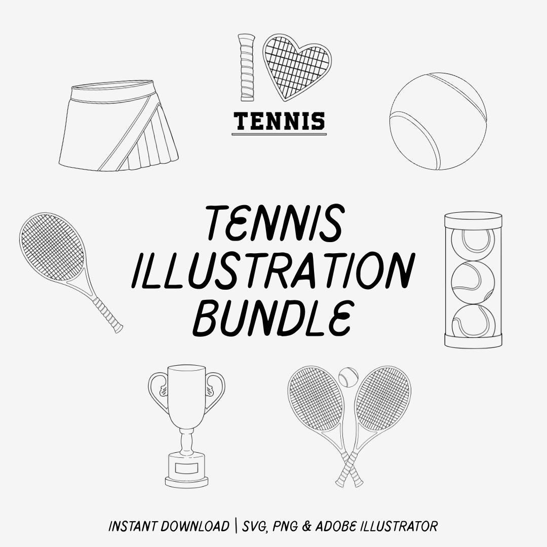Tennis Clipart Bundle | Tennis SVG | Tennis Illustration Pack | Hand ...