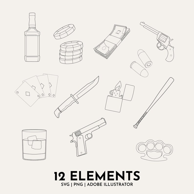 Mafia Clipart Bundle | Mafia SVG | Mafia Illustration Pack | Hand-drawn ...