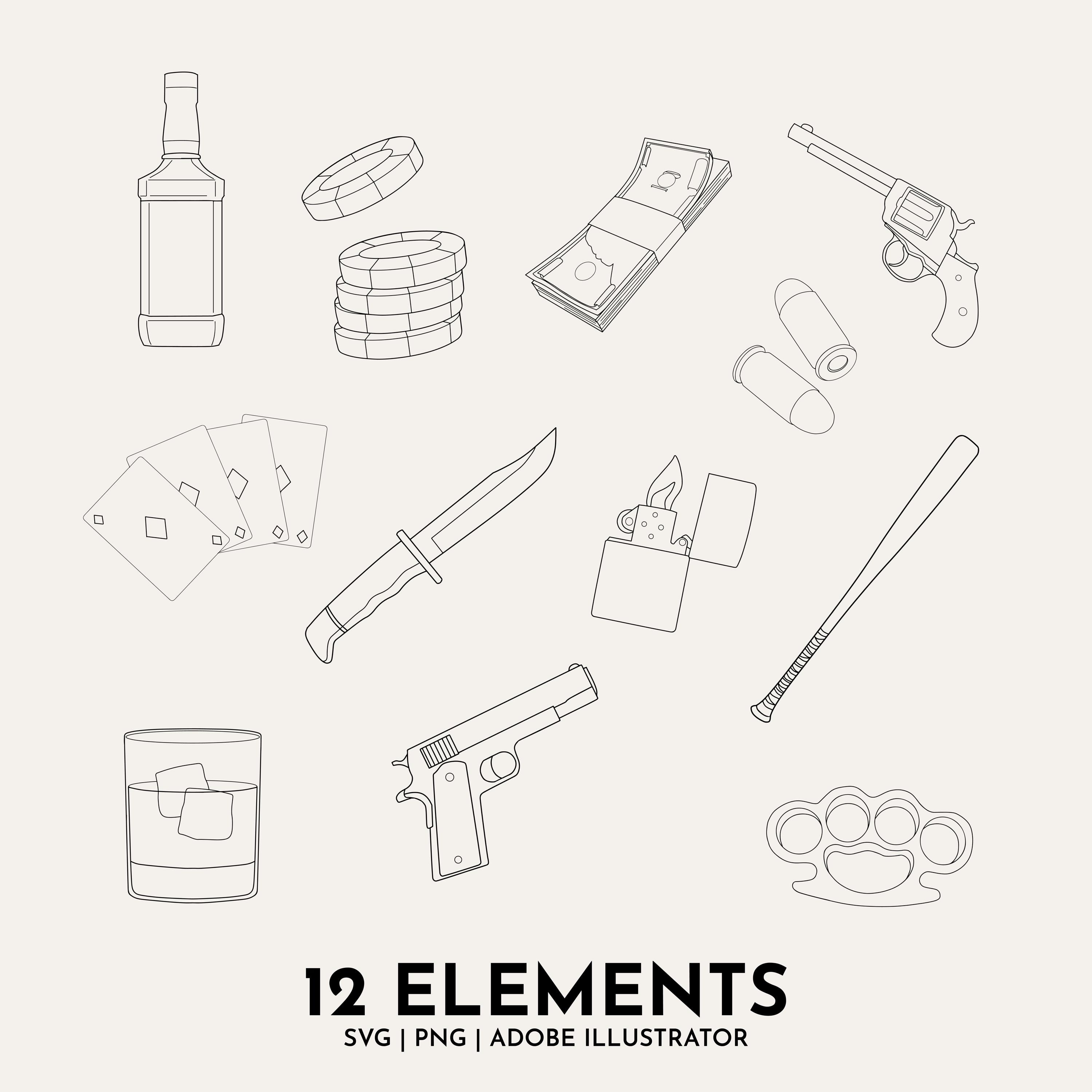 Mafia Clipart Bundle | Mafia SVG | Mafia Illustration Pack | Hand-drawn ...