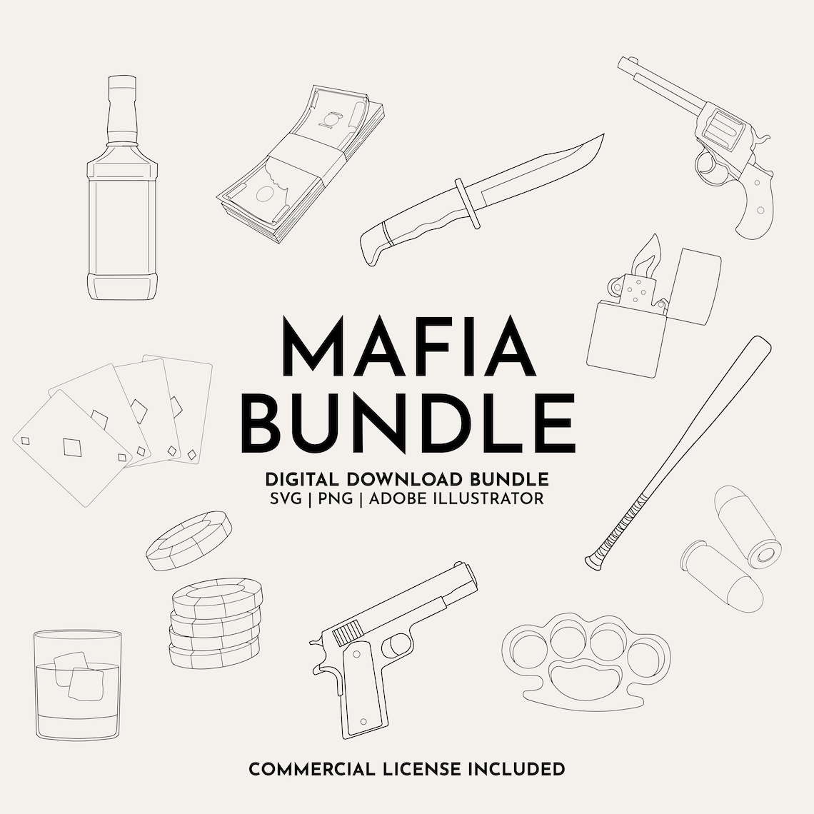 Mafia Clipart Bundle | Mafia SVG | Mafia Illustration Pack | Hand-drawn ...