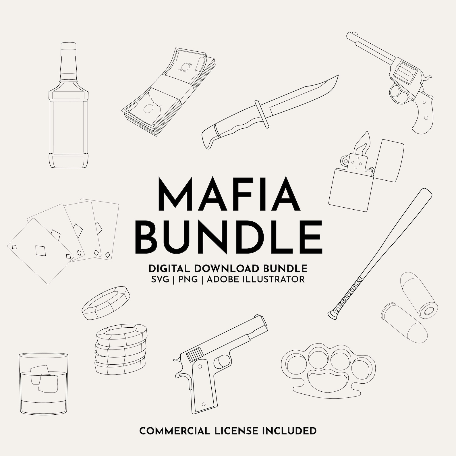 Mafia Clipart Bundle | Mafia SVG | Mafia Illustration Pack | Hand-drawn Icons | - Etsy