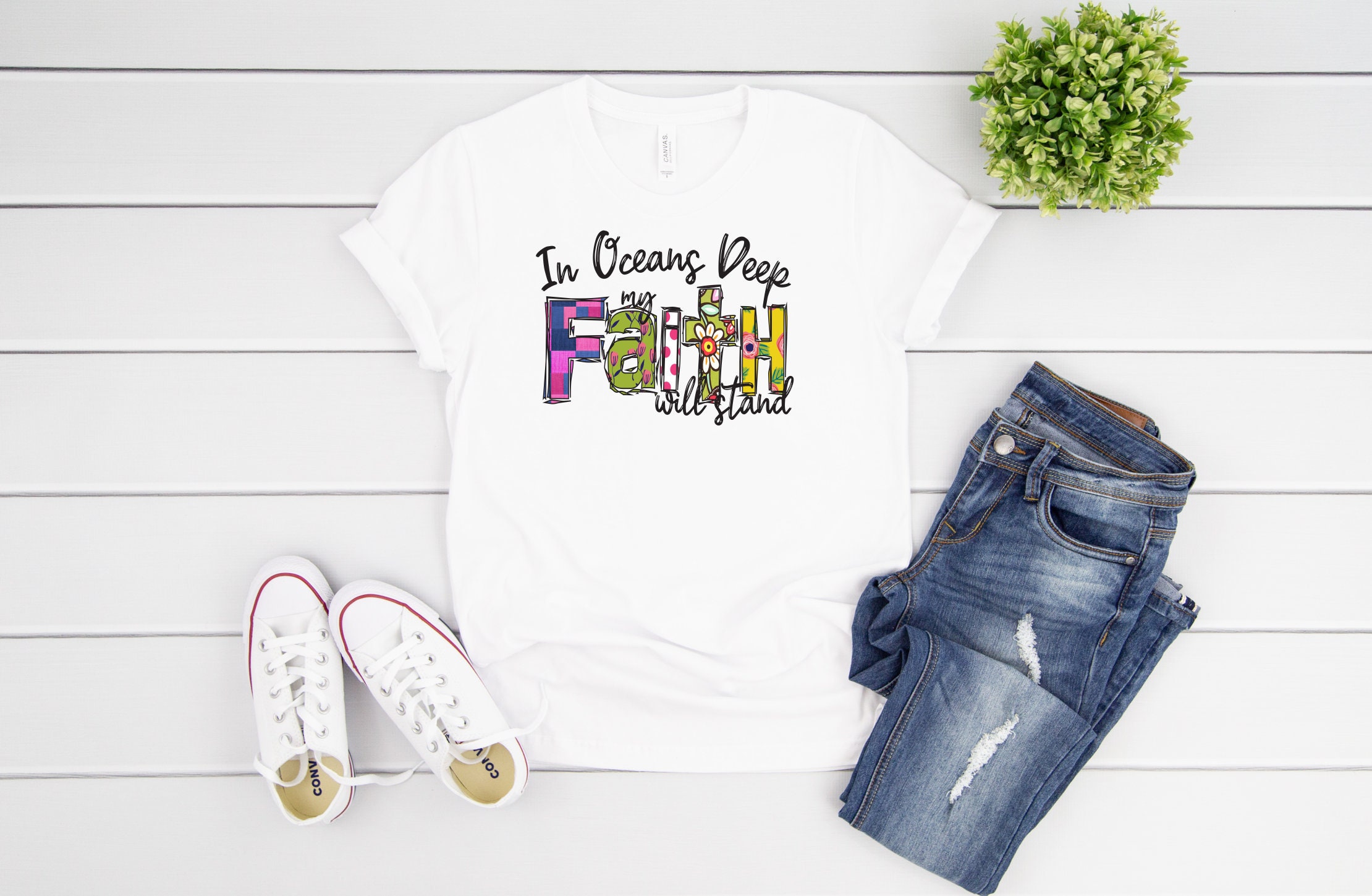 In Oceans Deep My Faith Will Stand Christian Crewneck | Etsy