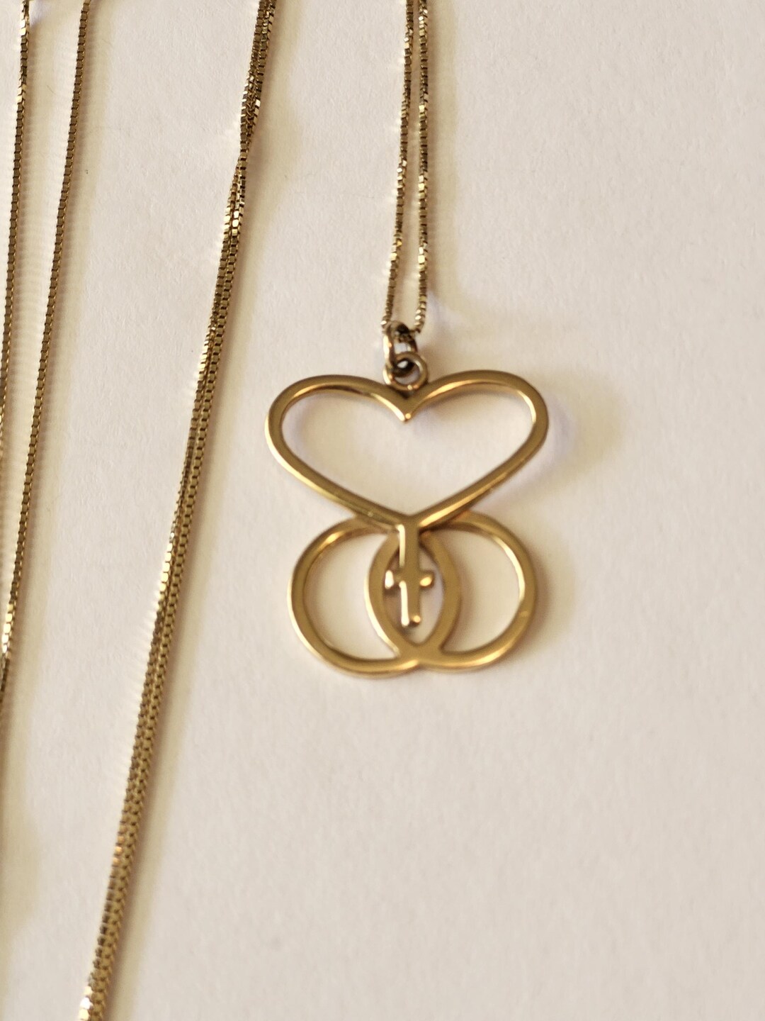 14k Gold Unity Heart Wedding Cross Pendant Necklace - Etsy