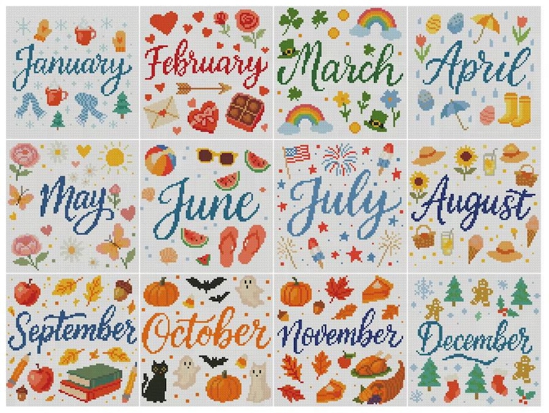 Months of the Year Mini Diamond Painting Kit by Aylaandennadesigns - Etsy
