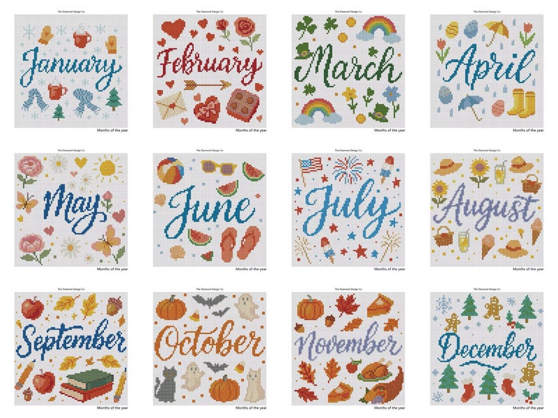 Months of the Year Mini Diamond Painting Kit by Aylaandennadesigns - Etsy