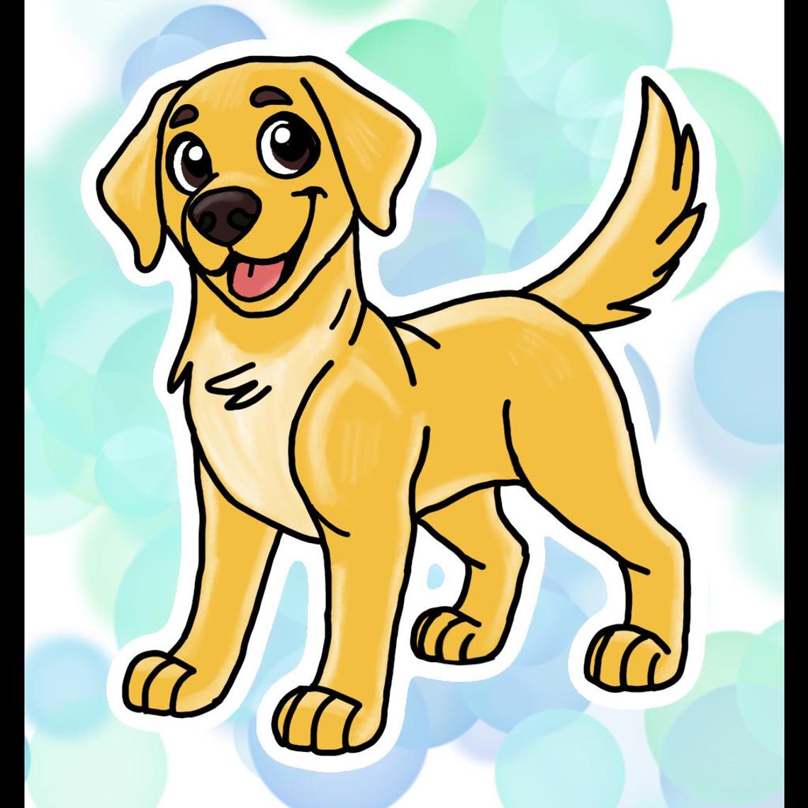 Labrador Retriever-white Vinyl Die Cut Sticker/ Hand Drawn, Cartoon Dog ...