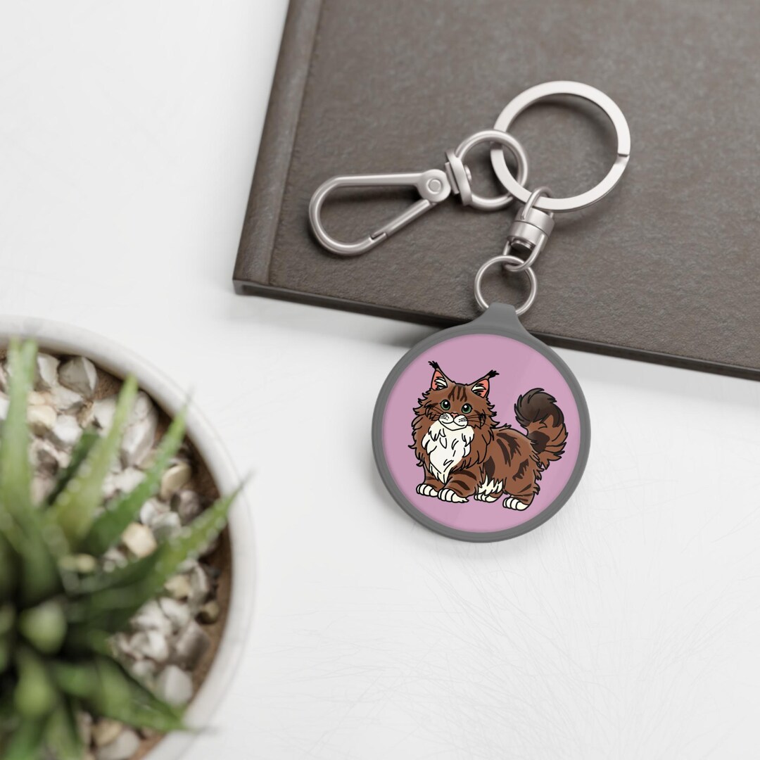 Maine Coon Cat Keychain Cute Animal Keyring Tag, Pet Lover Gift ...
