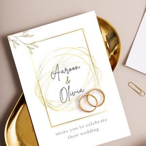 Golden Wedding Card Front and Back – Editable Canva Template (5x7 ...
