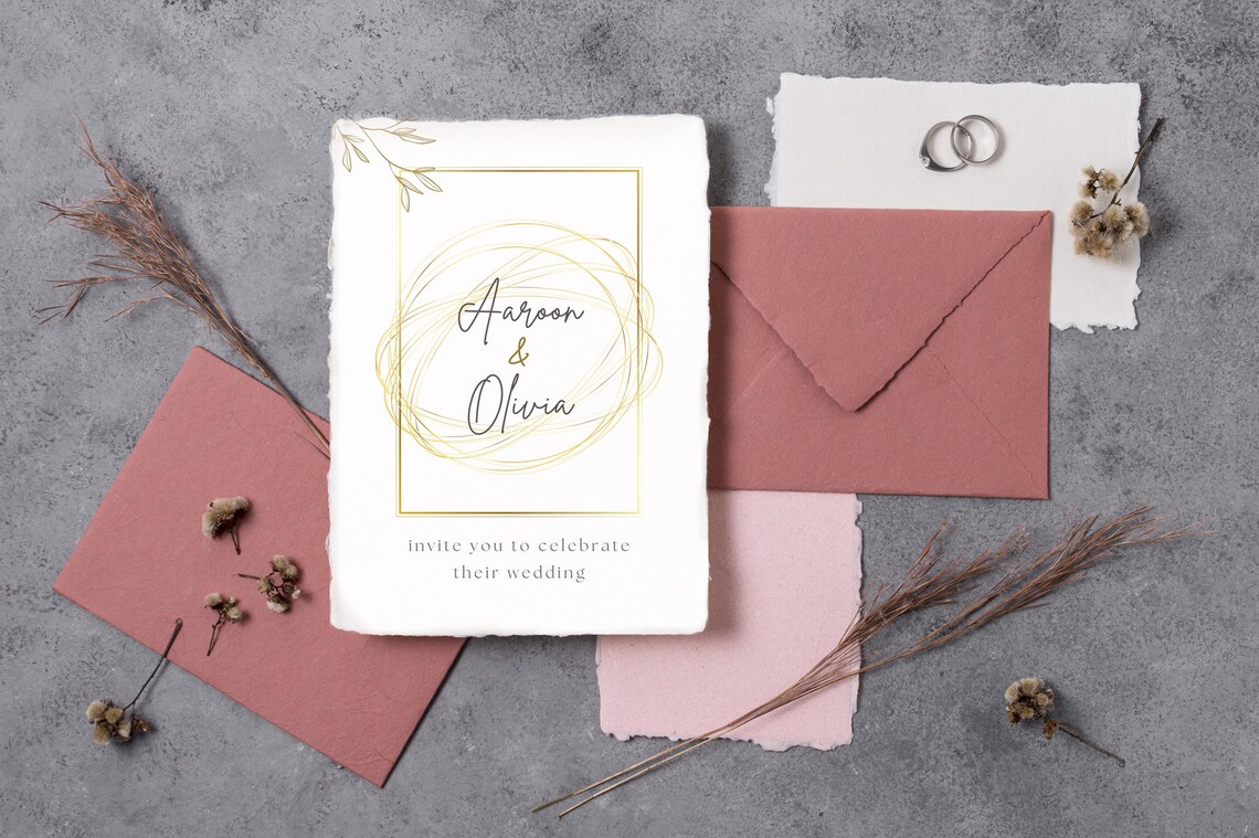 Golden Wedding Card Front and Back – Editable Canva Template (5x7 ...