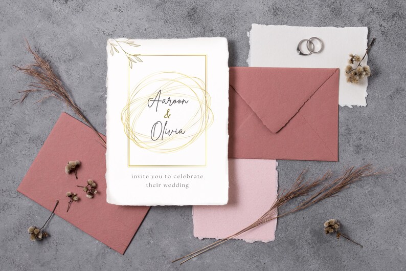 Golden Wedding Card Front and Back – Editable Canva Template (5x7 ...