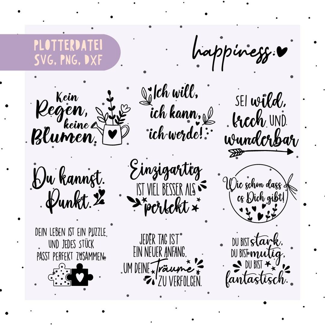 German Inspirational Quotes Plotter File SVG PNG DXF Bundle | Garman ...