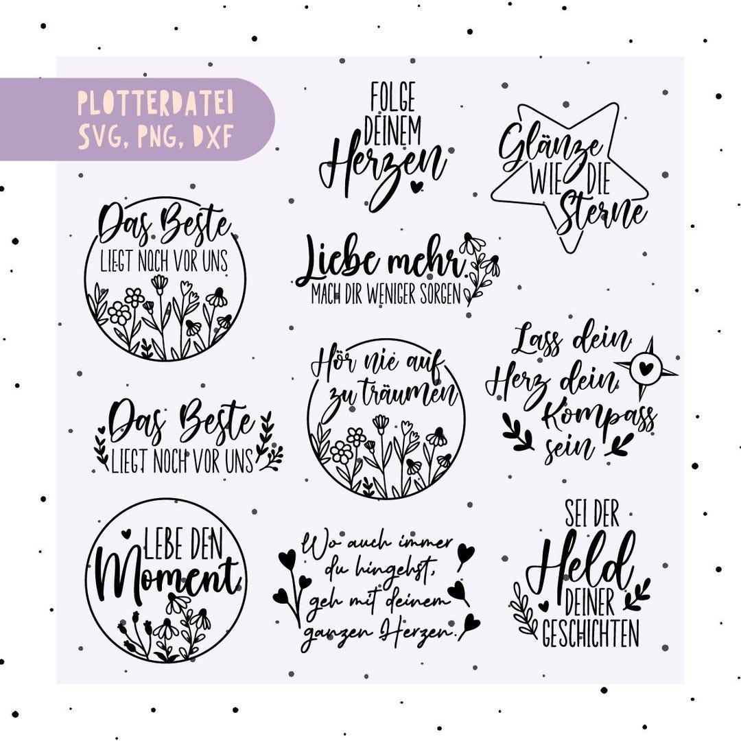 German Inspirational Quotes Plotter File SVG PNG DXF Bundle | Garman ...