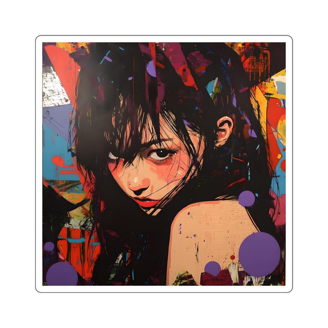 Asian Girl Square Stickers Pretty Sexy Decals for Laptop, Phone, Water ...