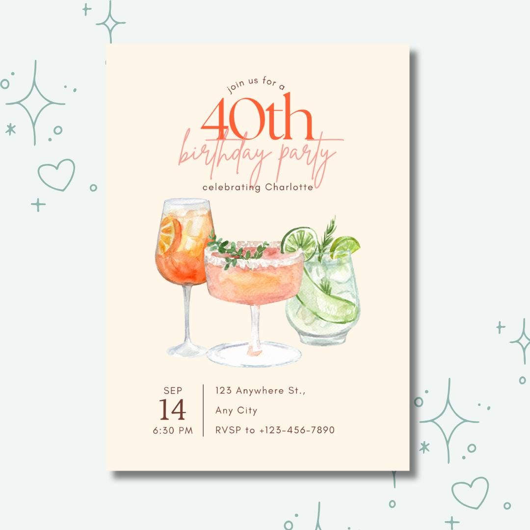 Sip Sip Hooray! Modern Watercolor Cocktail Party Invitation | Editable ...