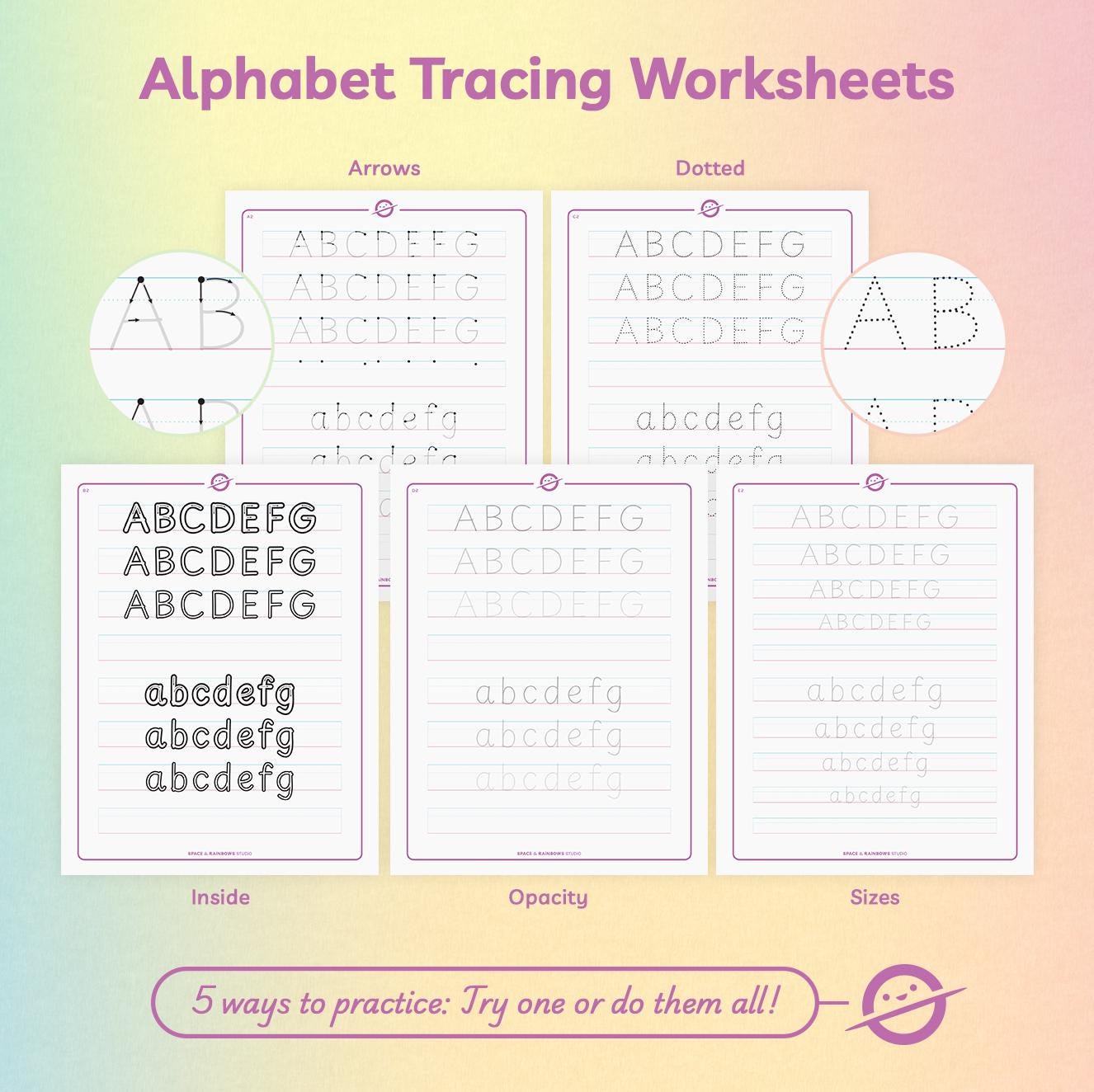 Alphabet Tracing Worksheets for Kids, ABC Printable, Letter Tracing ...