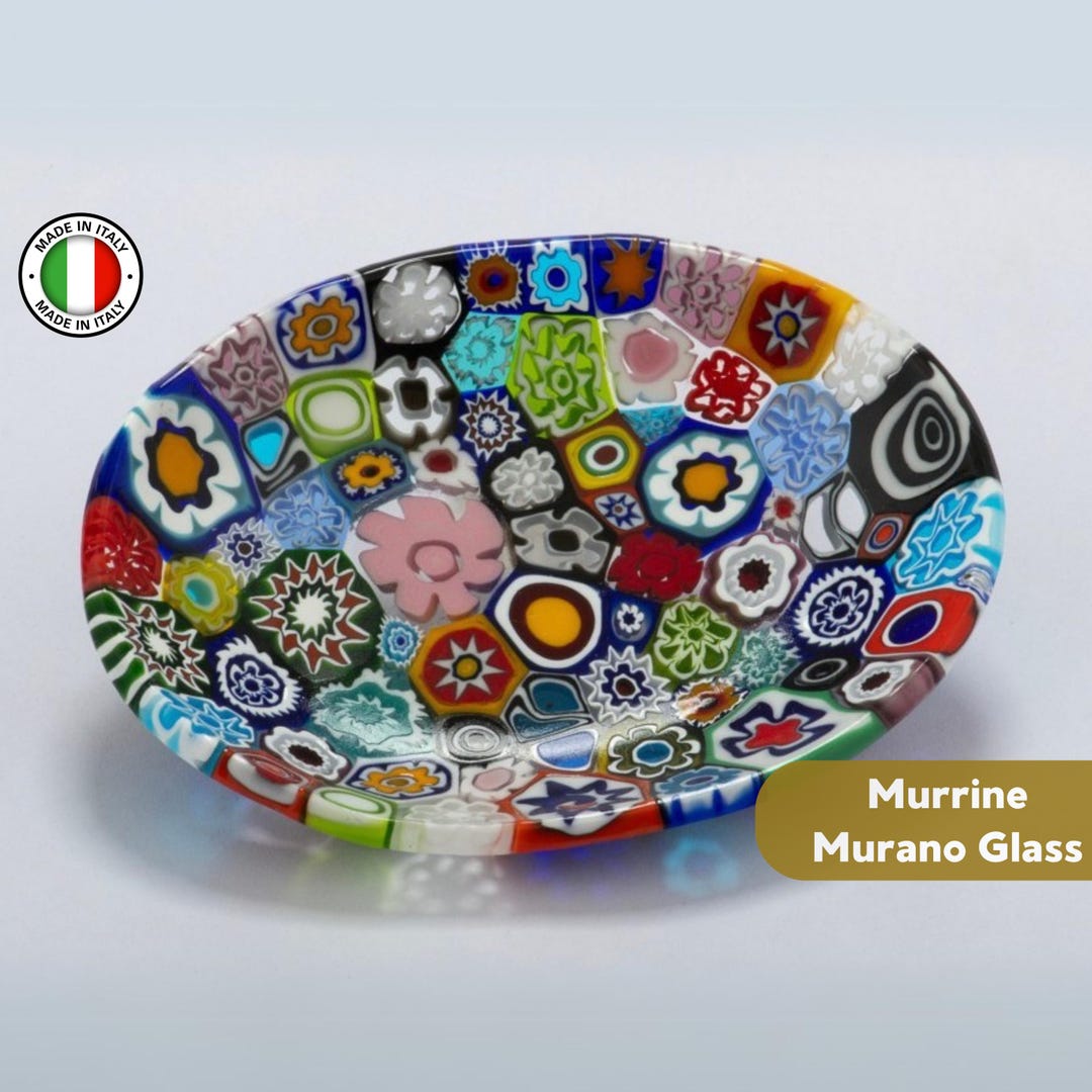 Murano Glass Murrina Oval Plate – Original Murrine Glass Certified ...