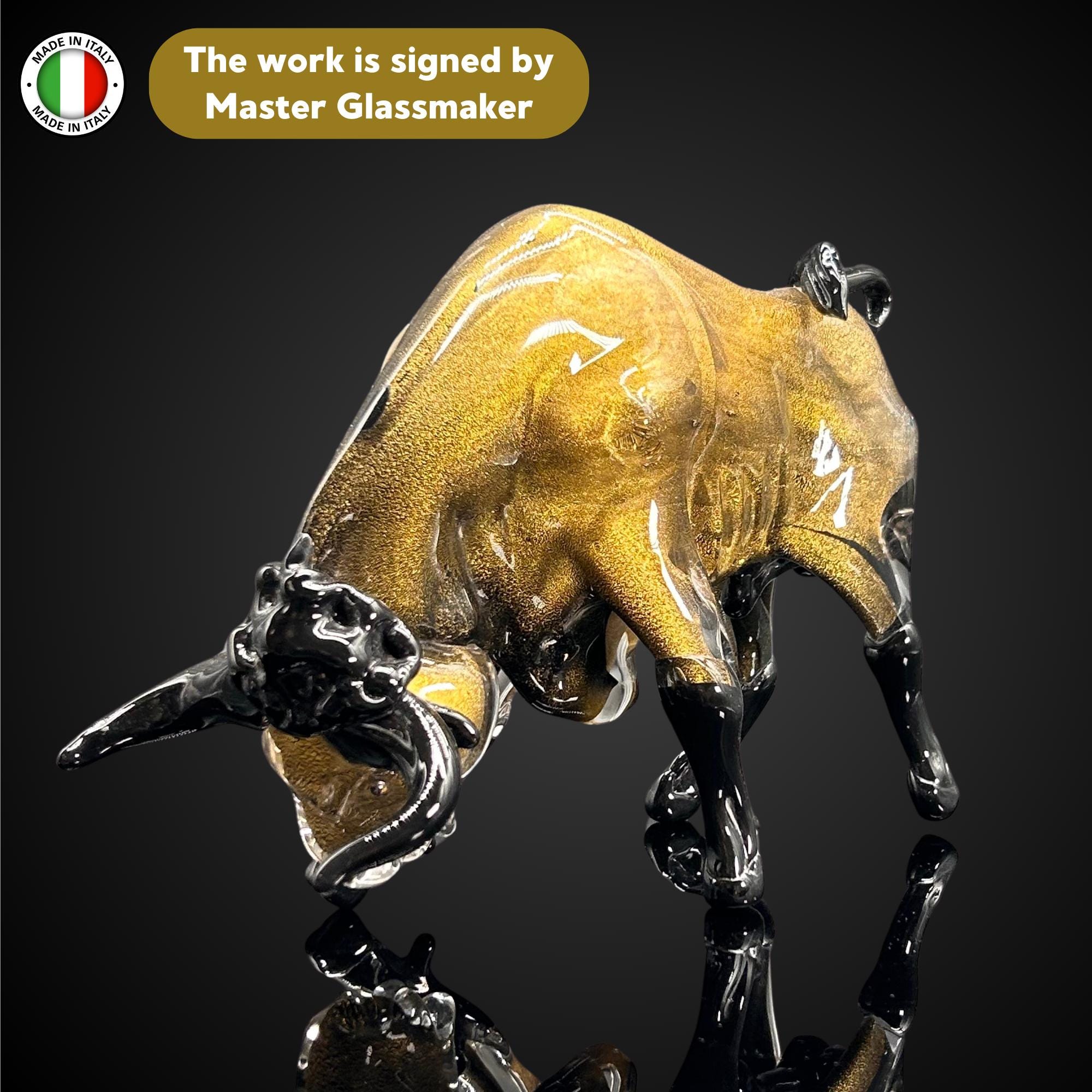 Murano Glass Bull 24K Gold "bullion" – Taurus Sign Gift Idea, Certified ...