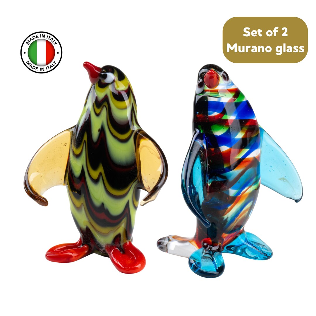 Pair of Murano Glass Penguins Figurines - Handmade Animal Collectibles ...