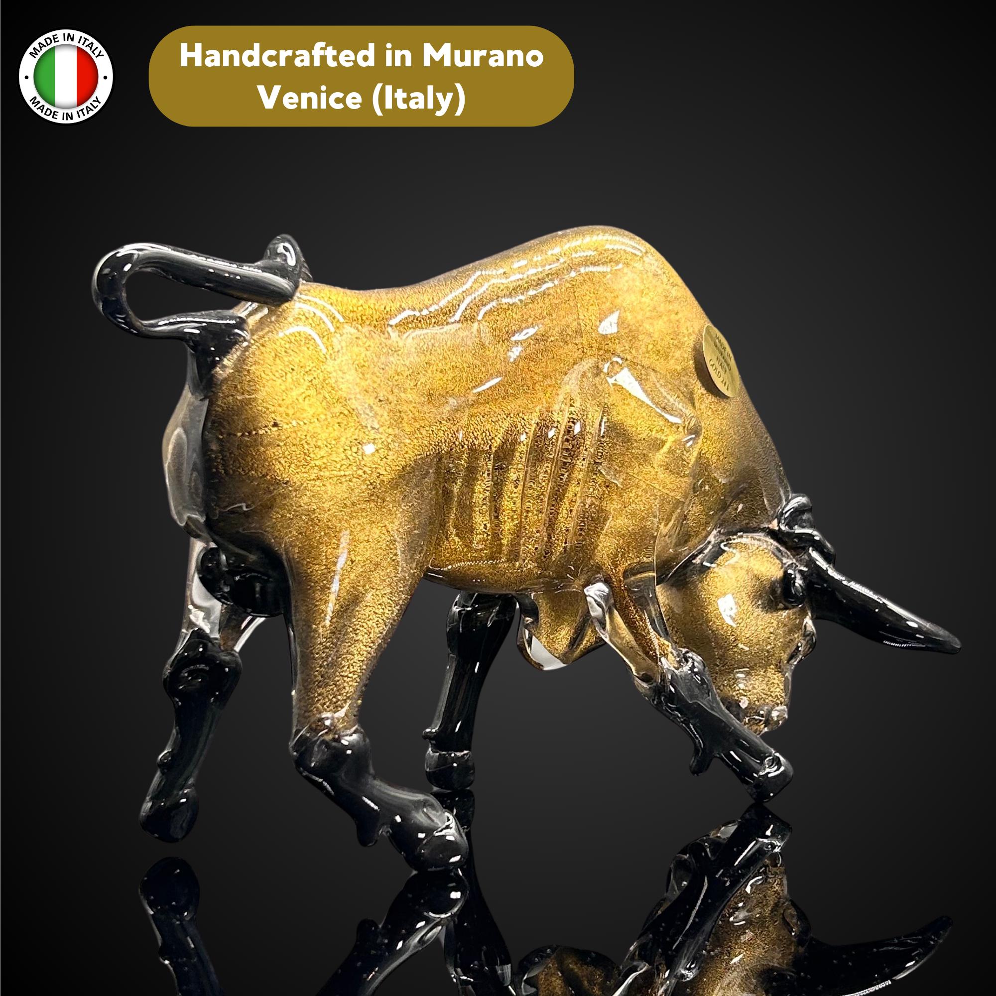 Murano Glass Bull 24K Gold "bullion" – Taurus Sign Gift Idea, Certified ...