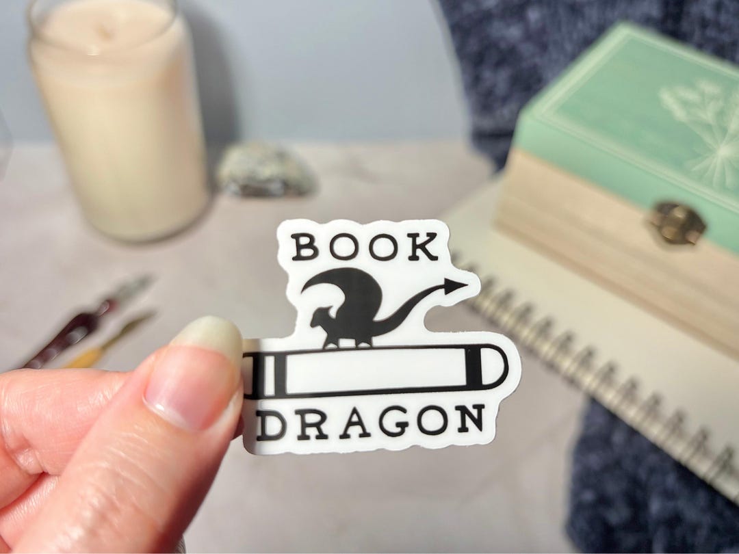 Book Dragon Sticker: Vinyl Sticker for Laptop, Water Bottle, Kindle, E ...