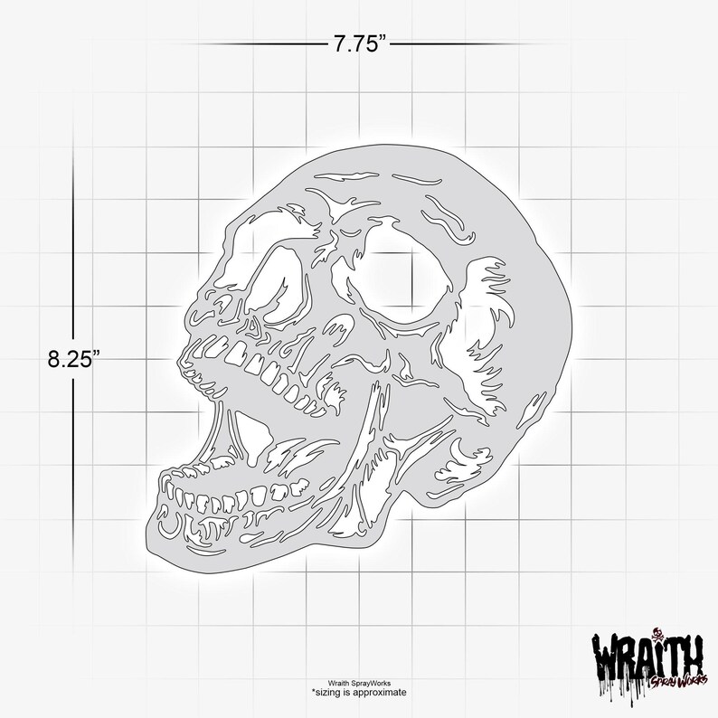 Human Skull #2 - Reusable Airbrush Stencil Template - Etsy