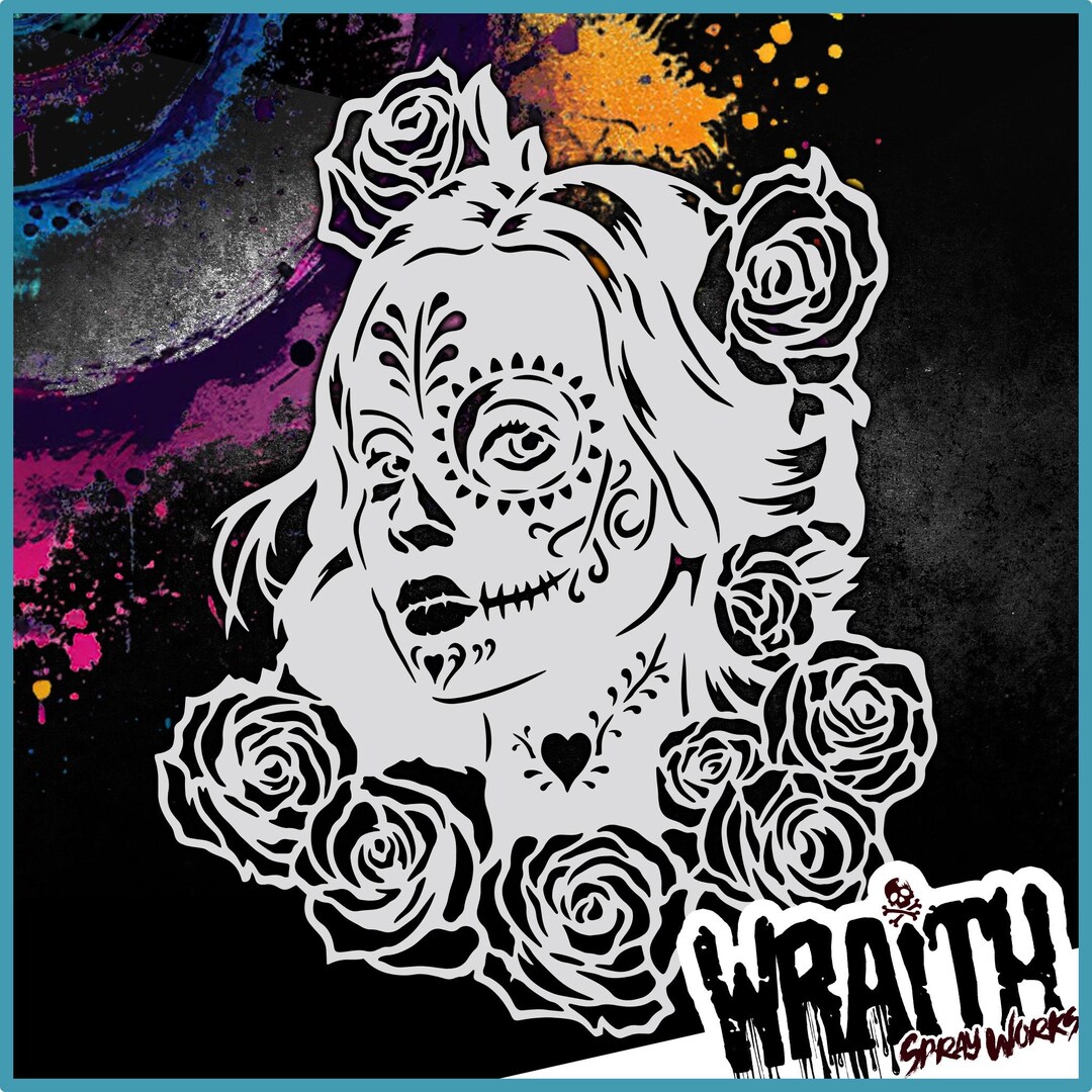 Day of the Dead Pinup #1 - Reusable Airbrush Stencil Template - Etsy