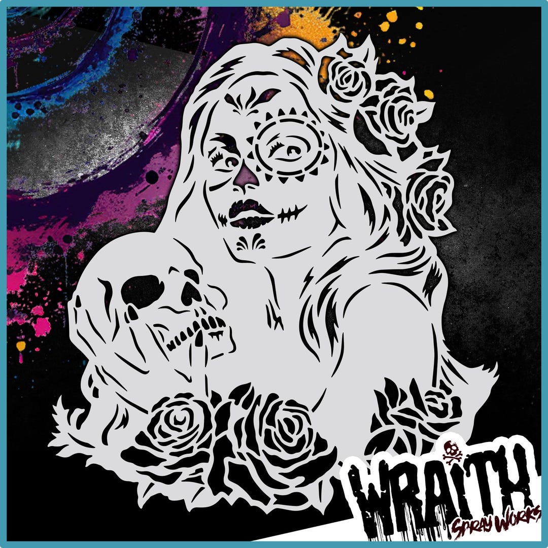 Day of the Dead Pinup #2 - Reusable Airbrush Stencil Template - Etsy
