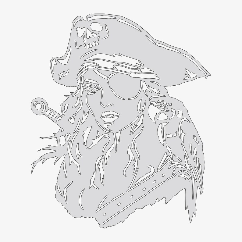 Pirate Pinup #1 - Reusable Airbrush Stencil Template - Etsy