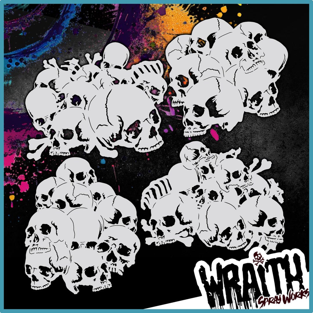 Skull Stack Mini Set #1 - Reusable Airbrush Stencil Template - Etsy